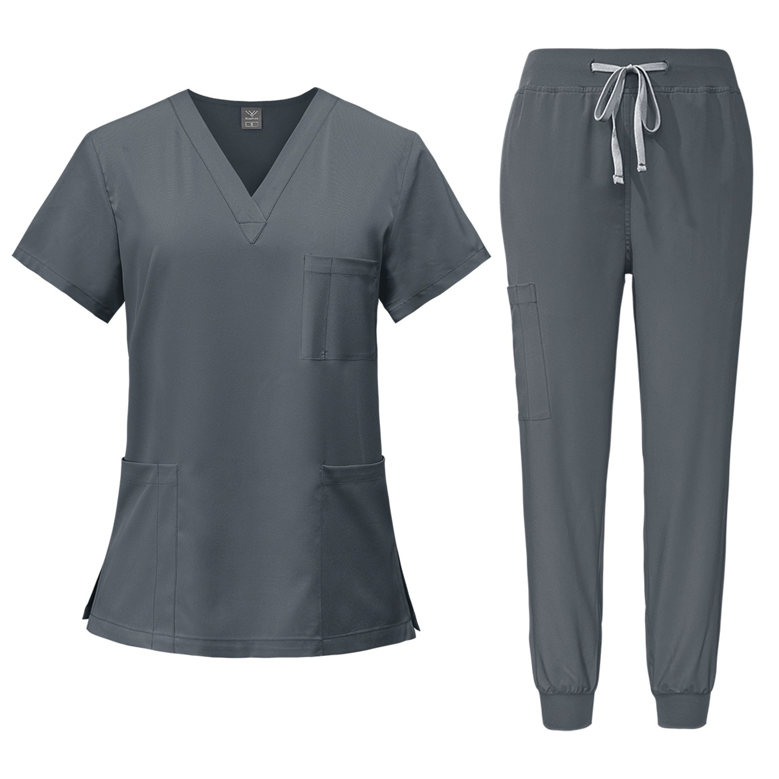 LHVUOA Women's Scrubs Set Scrubs Top with Classic V-Neck with Pockets Nursing Uniform Scrub Set ...