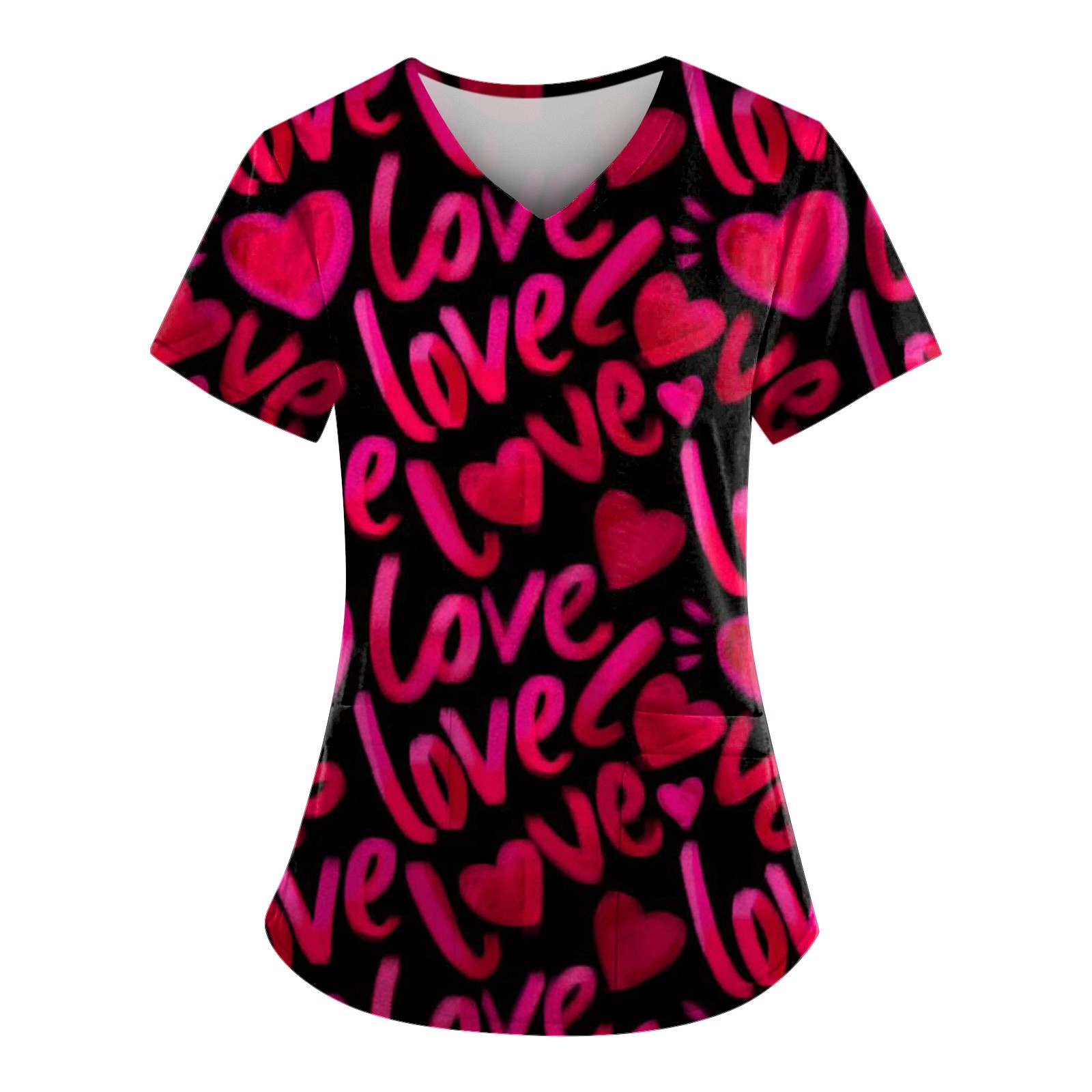 Christmas Scrub Tops for Women Short Sleeve V Neck Nursing Shirts Funny Christmas Santa Snowman ...