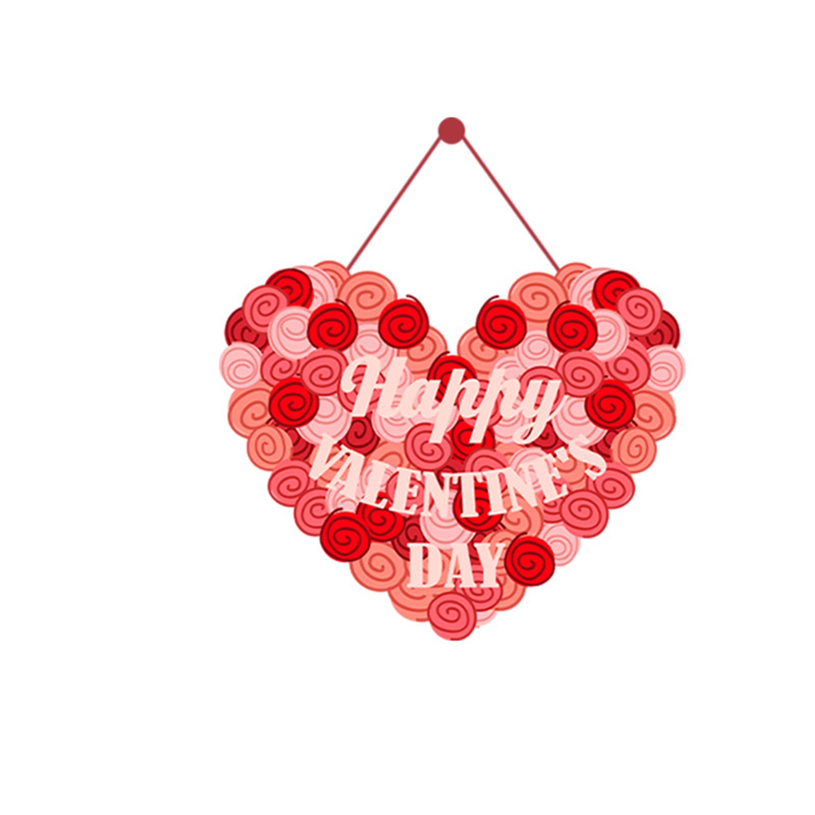 Happy Valentine's Day Hanging Sign Red Heart Wooden Pink Heart ...